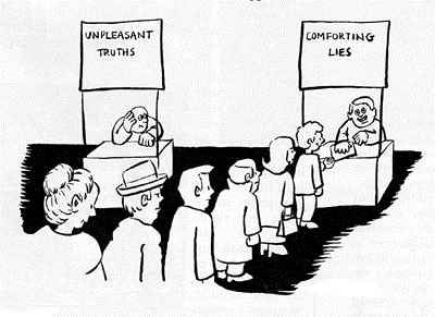 Cartoon – Unpleasant Truths vs. Comforting Lies | HENRY KOTULA